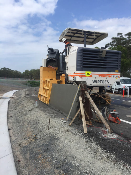 Slipform Concrete Kerbing Process: Machine Laid Extrude Kerb, Footpath ...